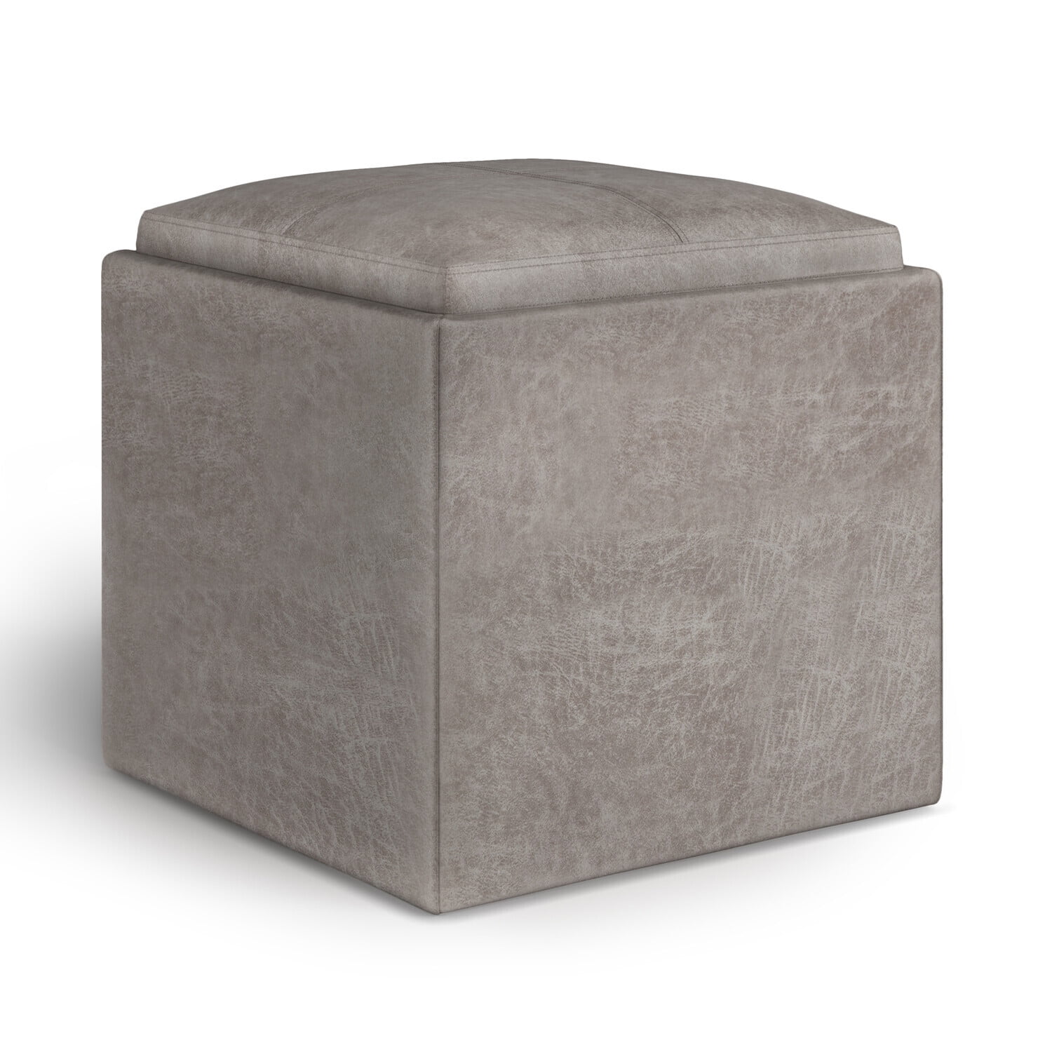 Homestock Rockwood Wide Contemporary Square Cube Storage Ottoman With ...