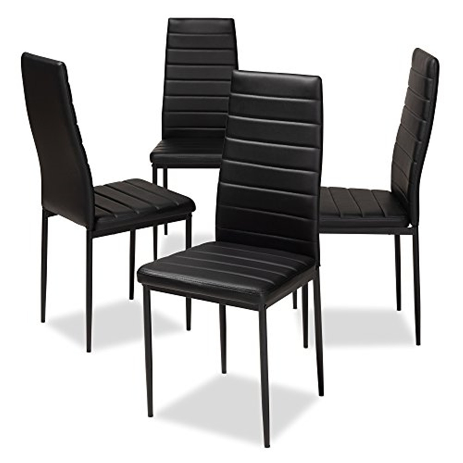 Homestock Rococo Radiance Black Faux Leather Upholstered Dining Chair ...