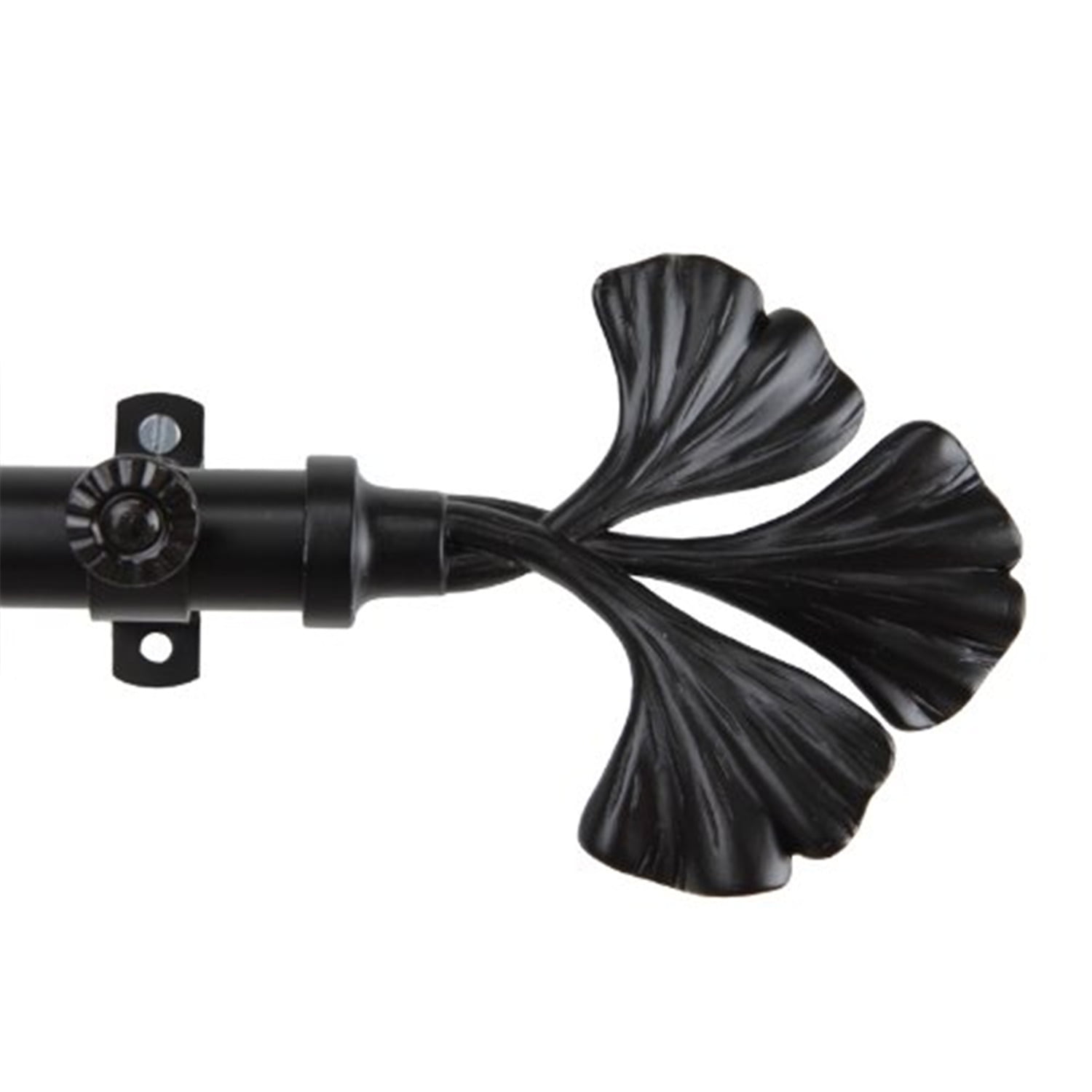 Adjustable Curtain Rod 28-48 Inch, Black Metal Rod with Finials, Rustic ...