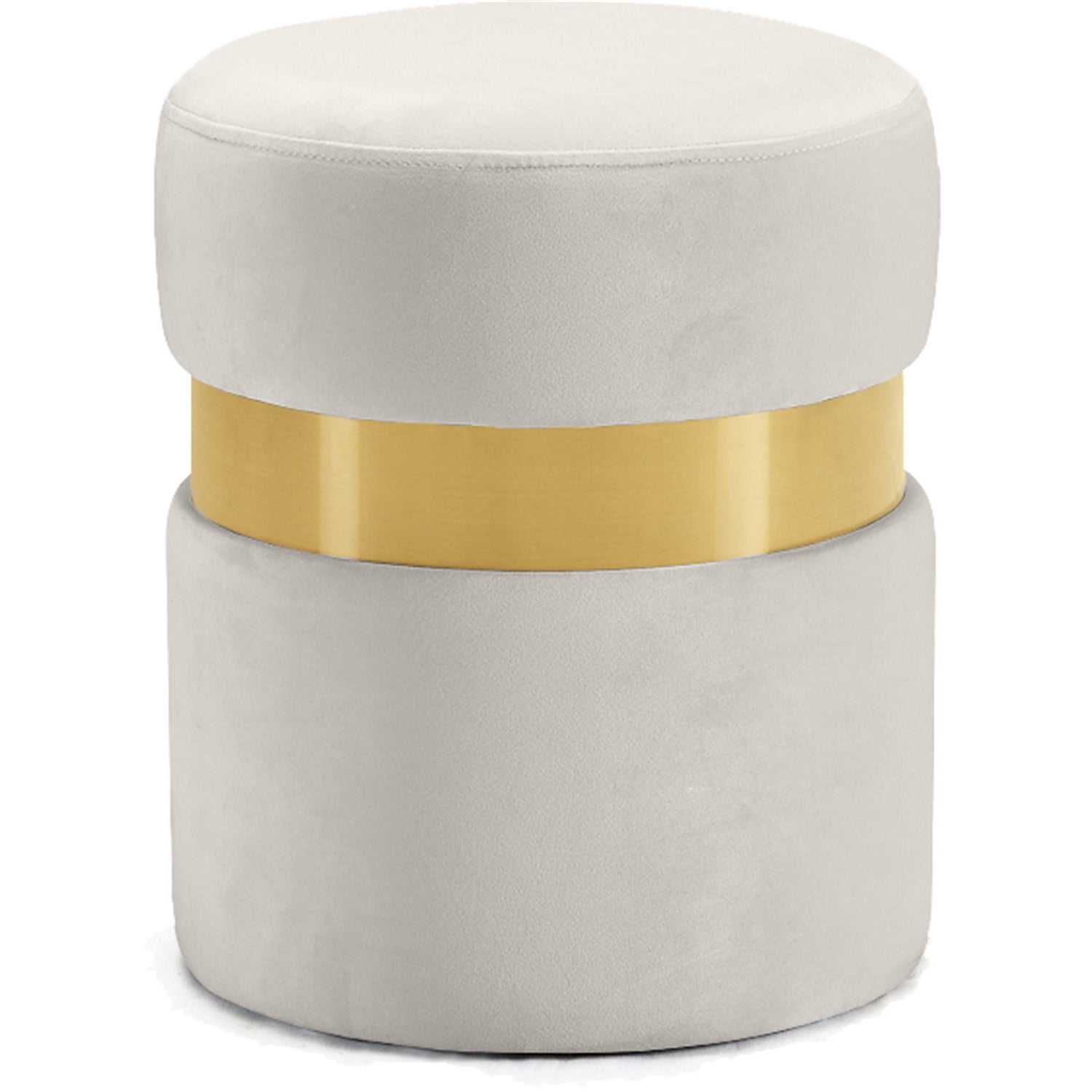 Homestock Rustic Recluse Cream Velvet Ottoman/Stool - Walmart.com