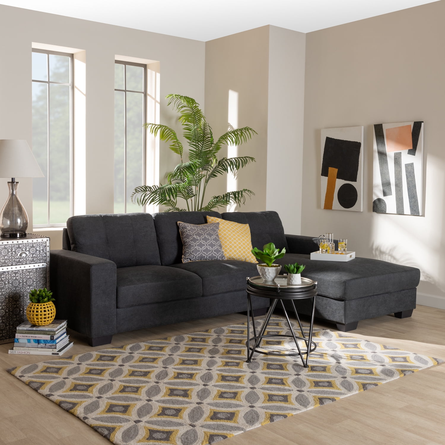 Homestock Rustic Recluse Modern And Contemporary Dark Grey Fabric ...