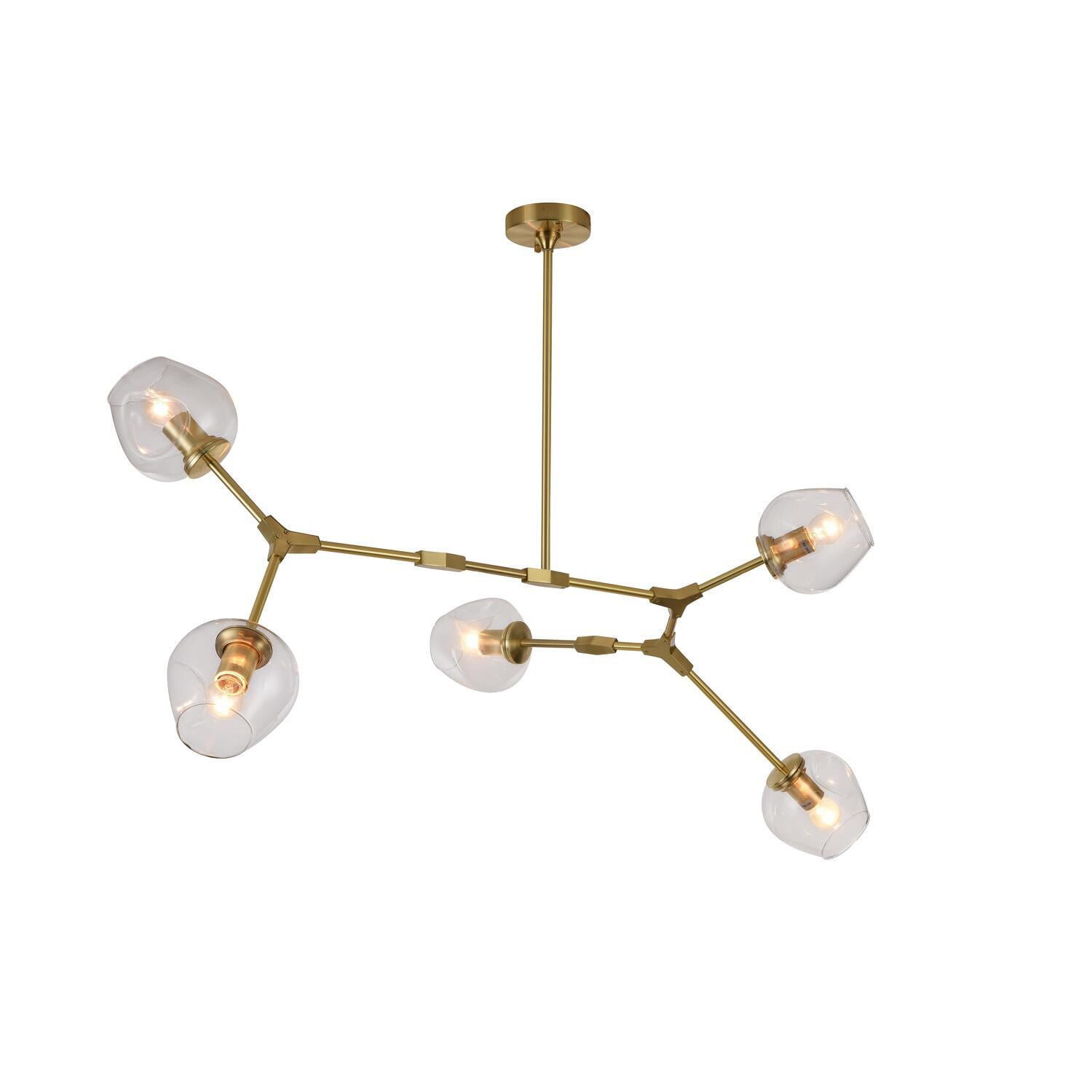 Brass Ceiling Light Fixture with Glass Shades - Remote Control ...