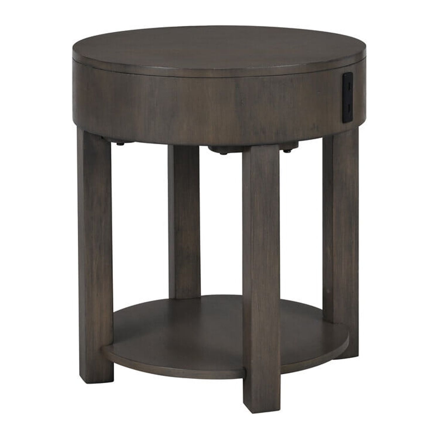Homestock Rustic Retreat Light Brown MDF End Table with USB Ports ...