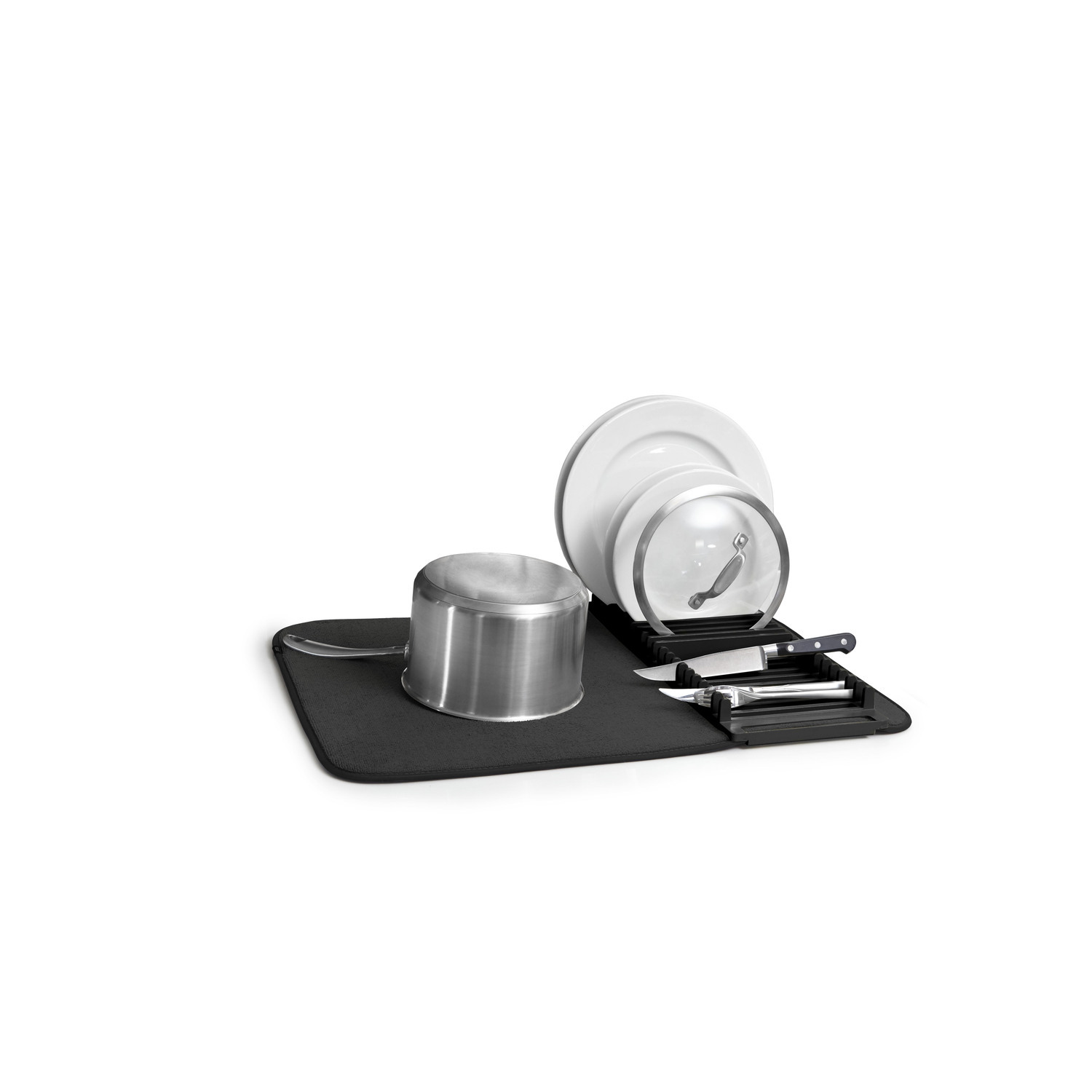 Dish Drying Rack with Mat - Holds 18 Plates - Space Saving Countertop ...