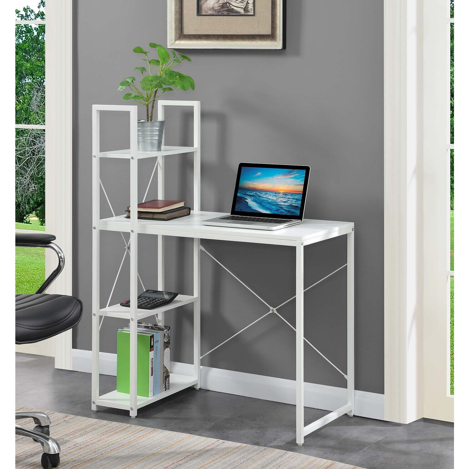 Homestock Seaside Serenity Office Workstation With Shelves - Functional ...