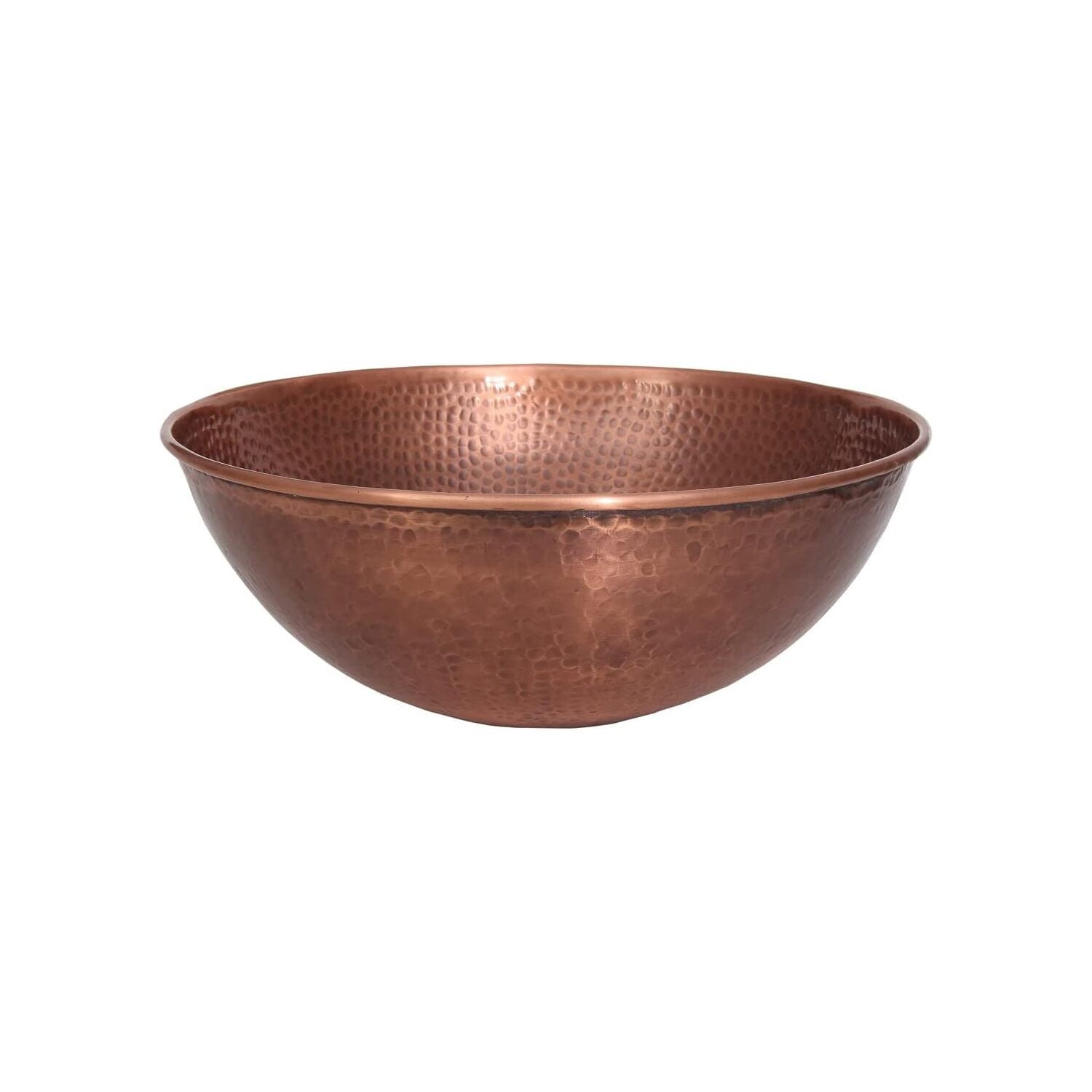 Homestock Seaside Style 14-1/2 Inch Round Copper Basin With Pre-Drilled ...