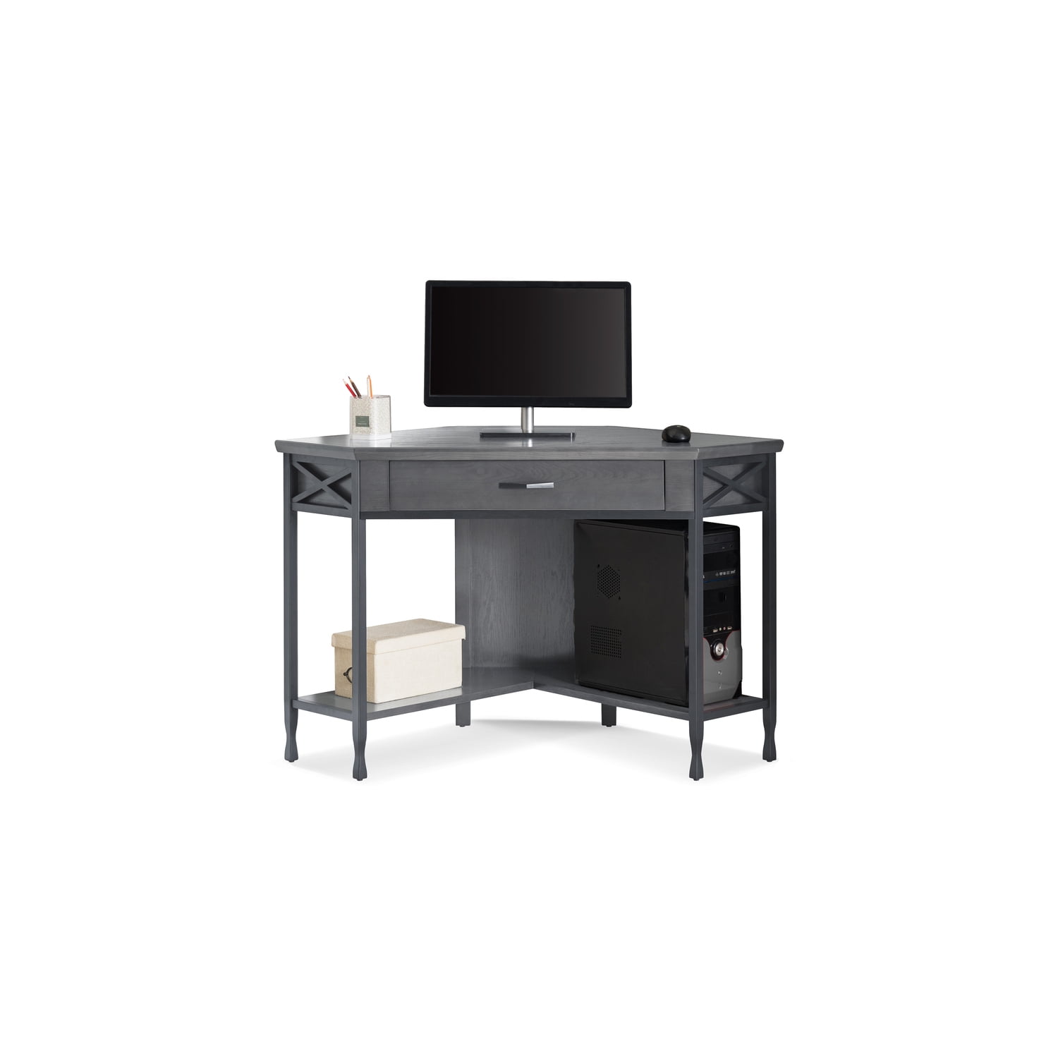 Homestock Southwestern Style Computer Desk Made With Matte Black Finish ...