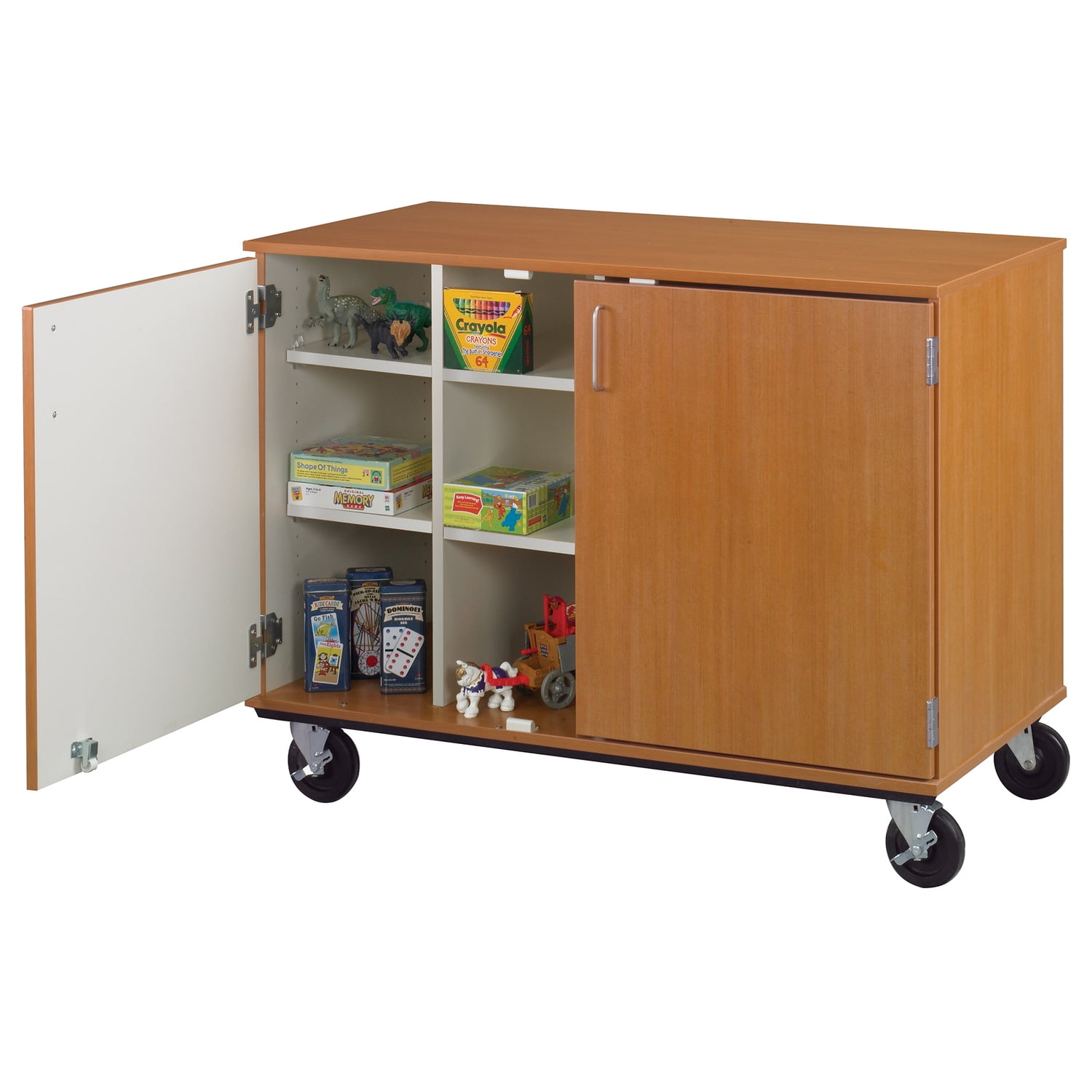 Mobile Storage Cubby Organizer - 12 Section Rolling Cabinet with Doors ...