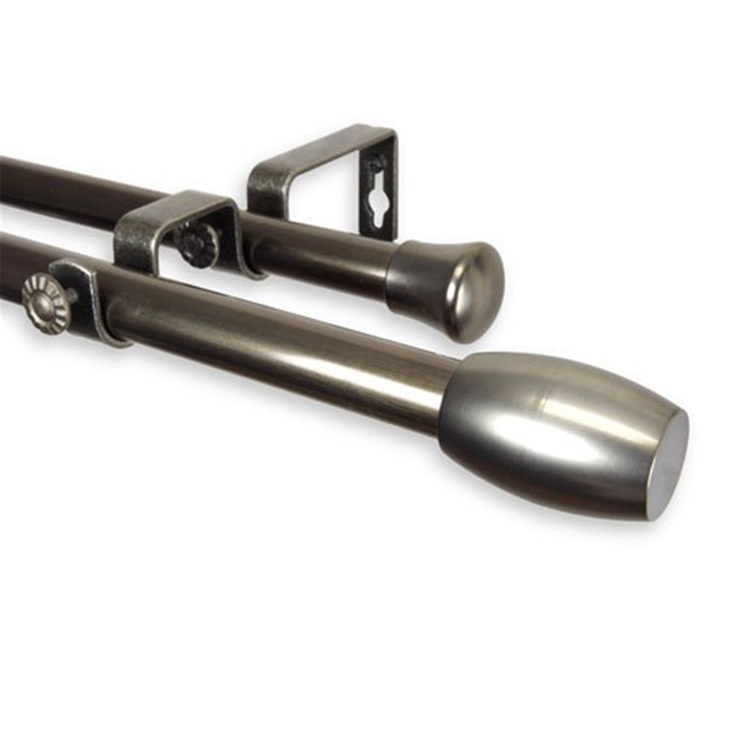 Double Curtain Rod Home Decor Antique Brass Window Rod Set Finials ...