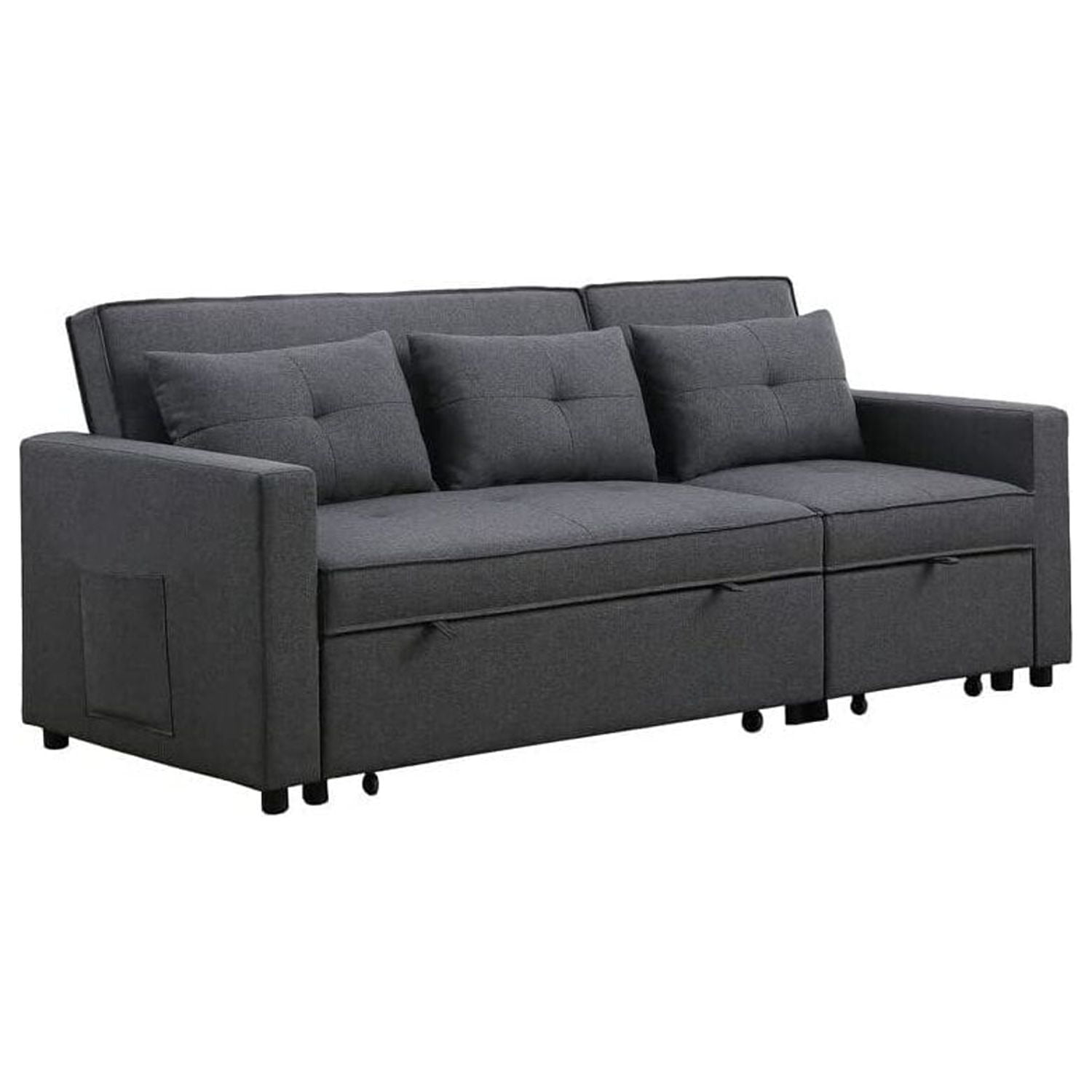 Homestock Timeless Trends Dark Gray Linen Convertible Sleeper Sofa with ...