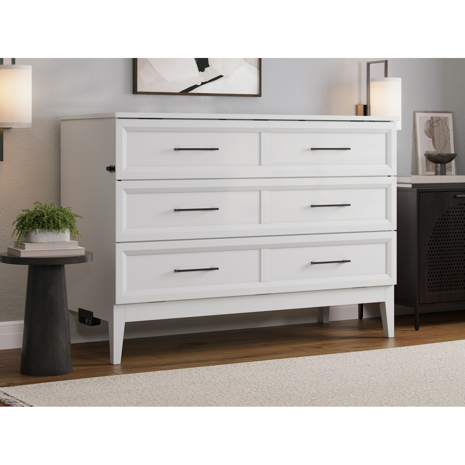 Homestock Tuscan Temptations Fe Full Solid Wood Murphy Bed Chest With ...