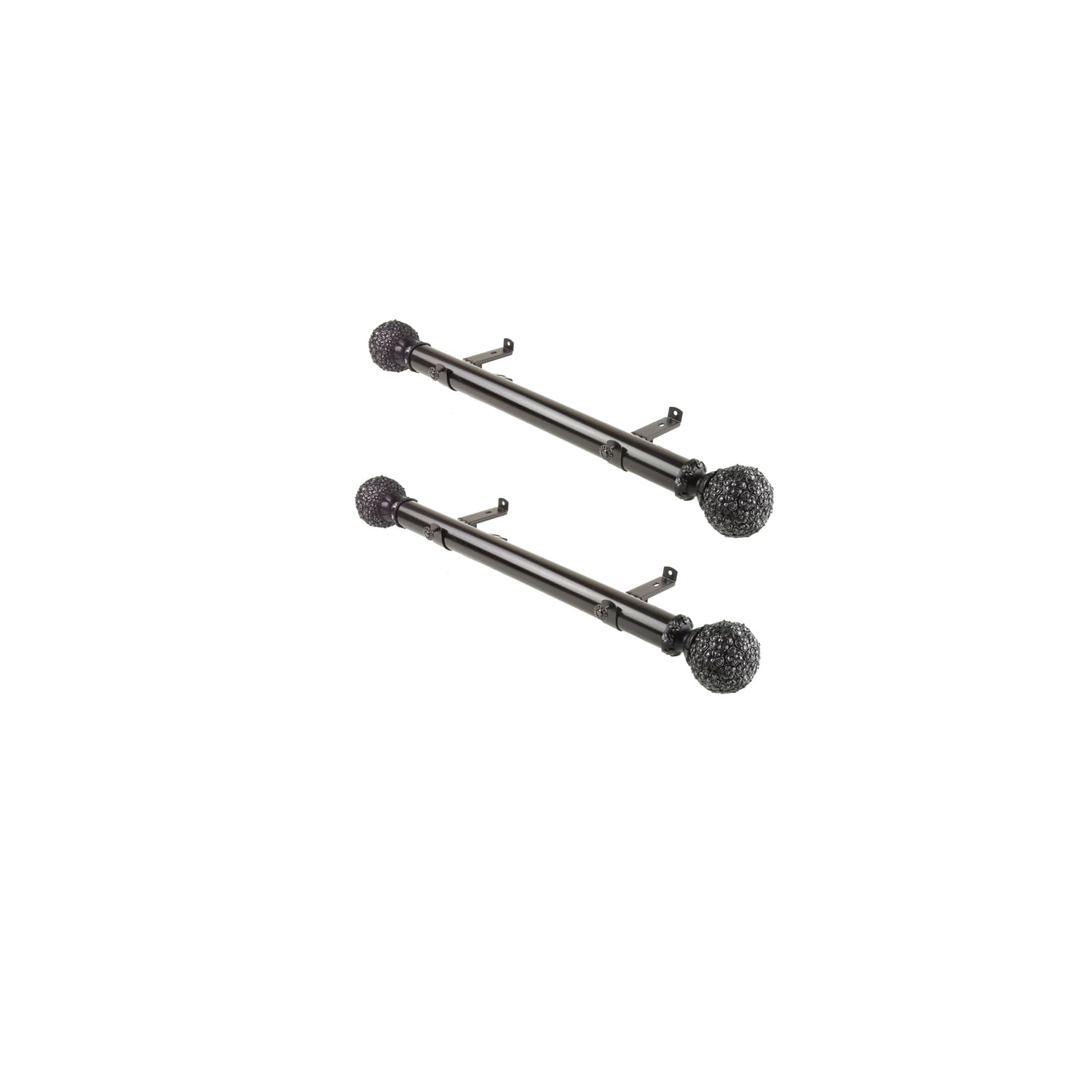 Tuscan Style Curtain Rods - 24 Inch Set of 2 - Black Steel Rods with ...