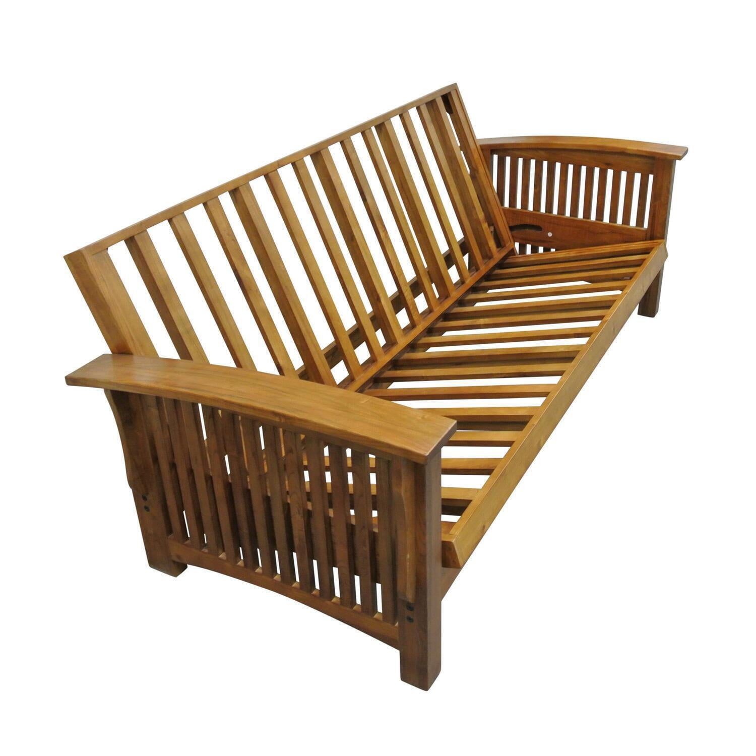 Queen Futon Frame - Solid Wood Futon Bed - Cherry Oak Finish - Easy ...