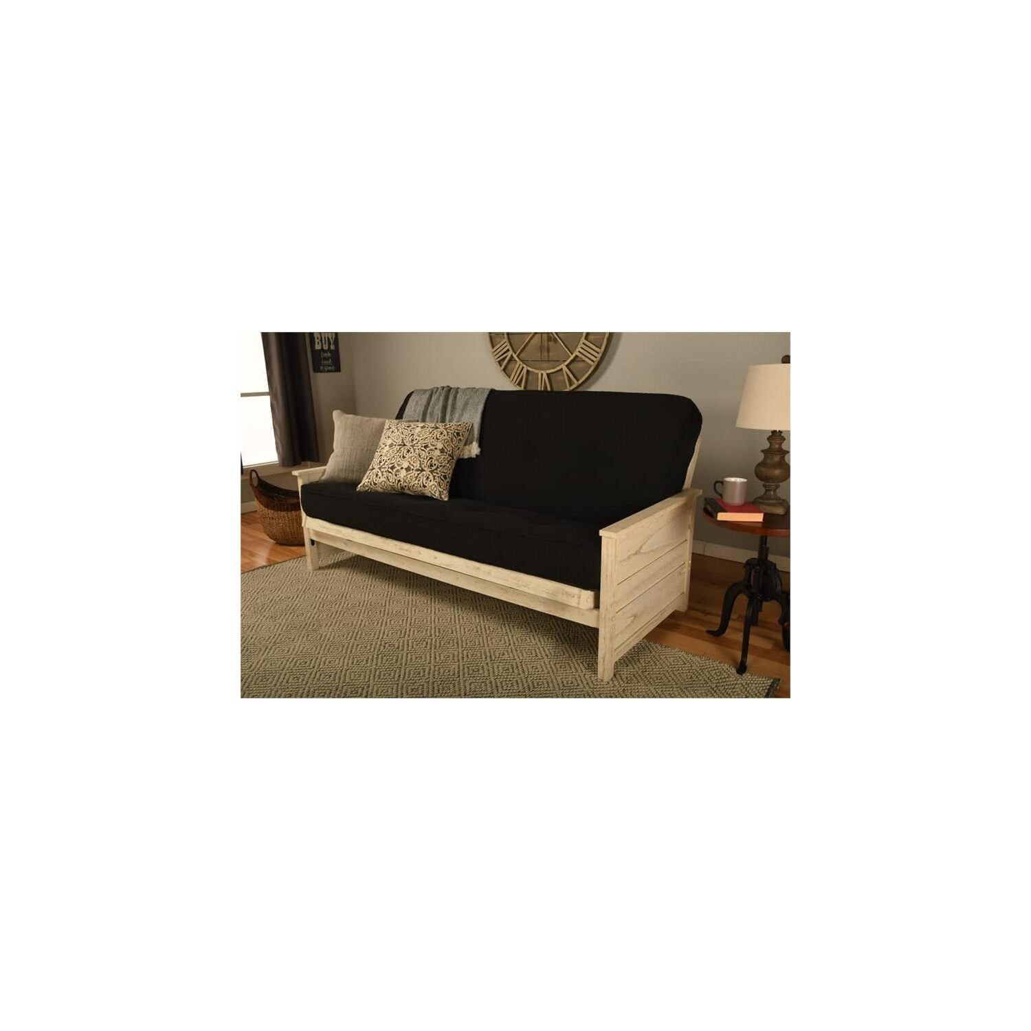 Homestock Urban Oasis Weathered White Finish Futon Frame Set With ...