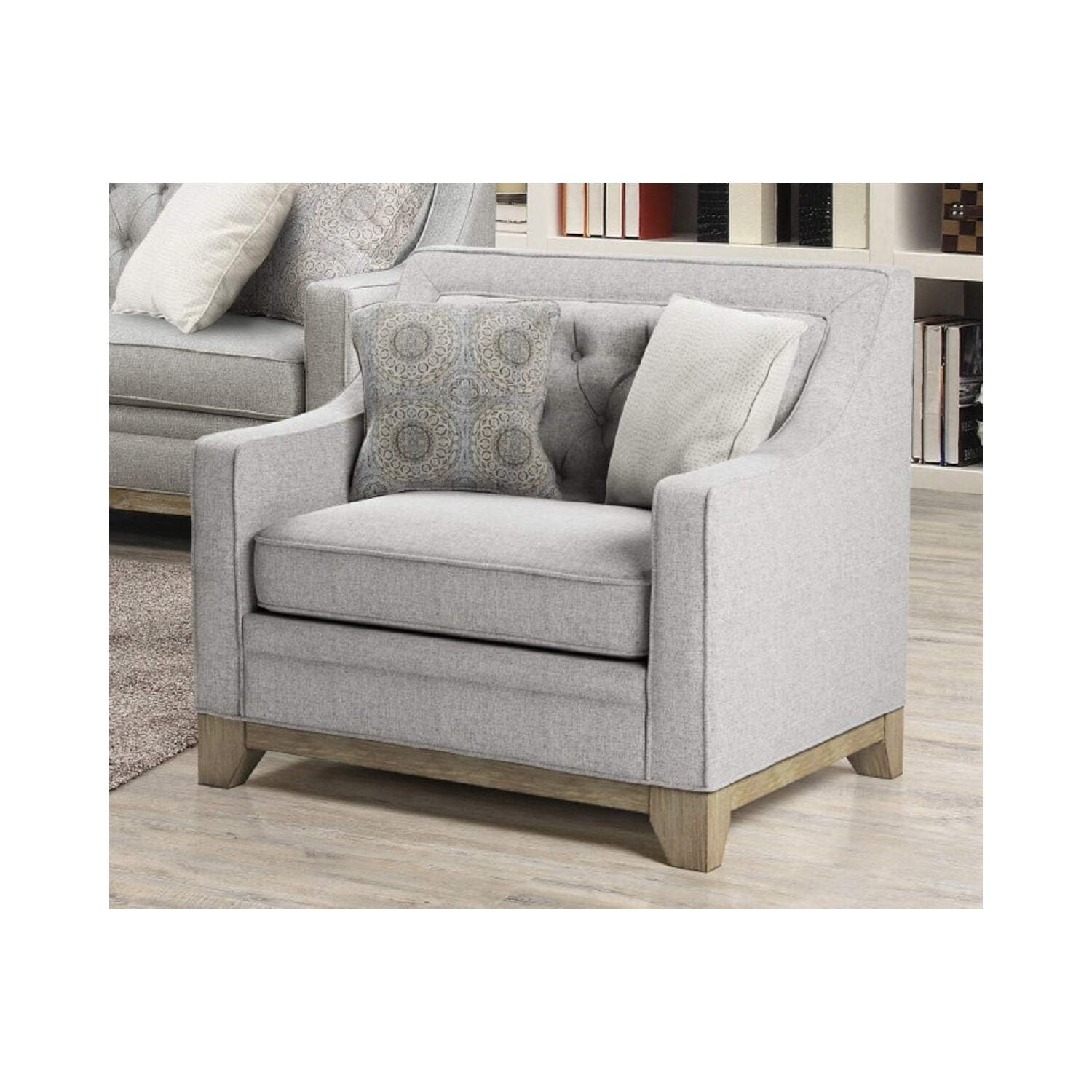 Homestock Victorian Elegance Gray Accent Chair With Button Tufting ...