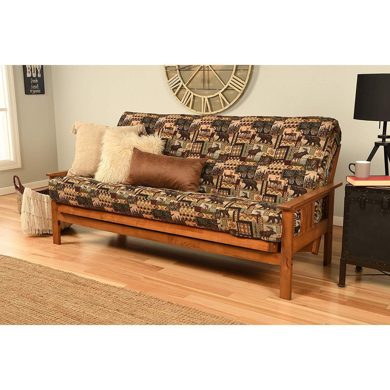 Homestock Contemporary Cool Full Size Hardwood Futon Frame Set in ...