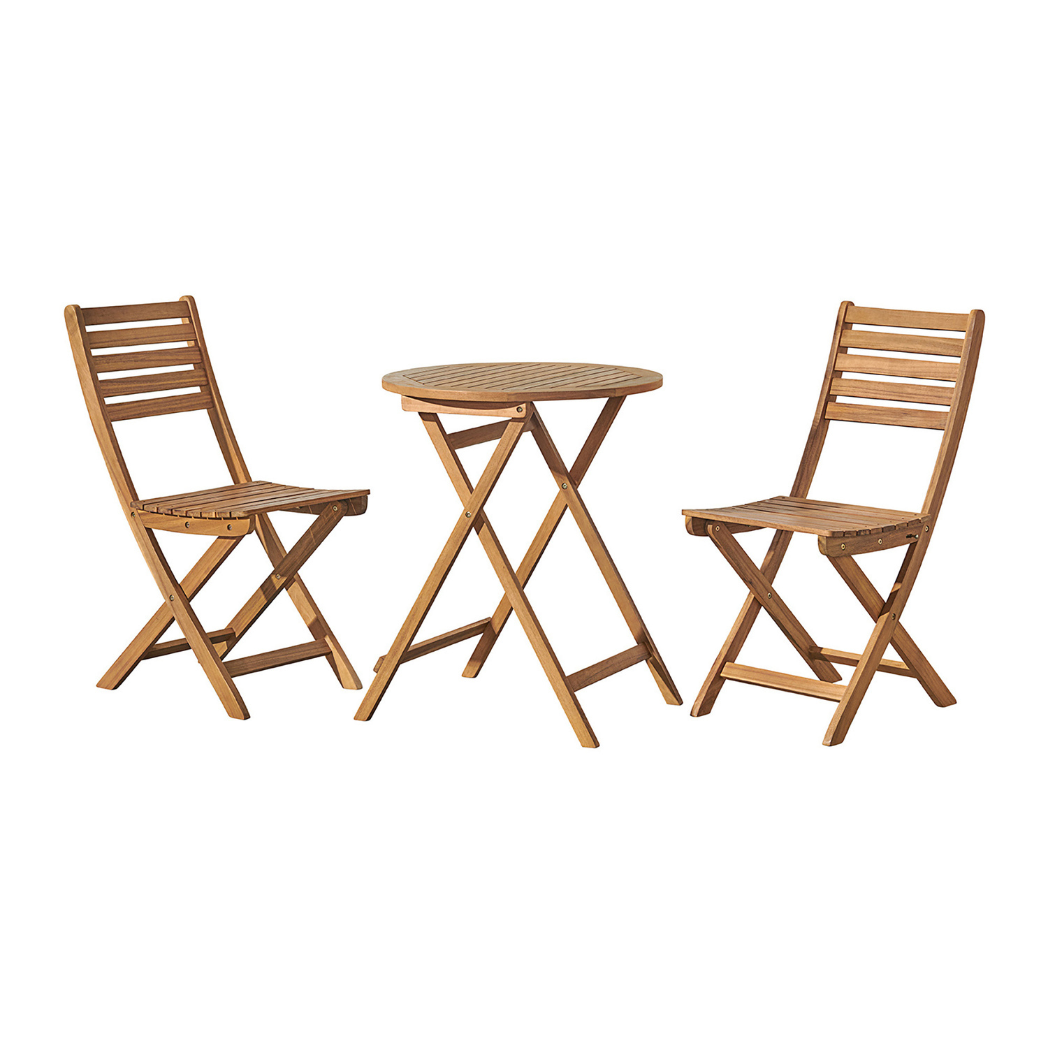 Homestock Vintage Variety Table And Chair Set, Acacia Wood - Round ...