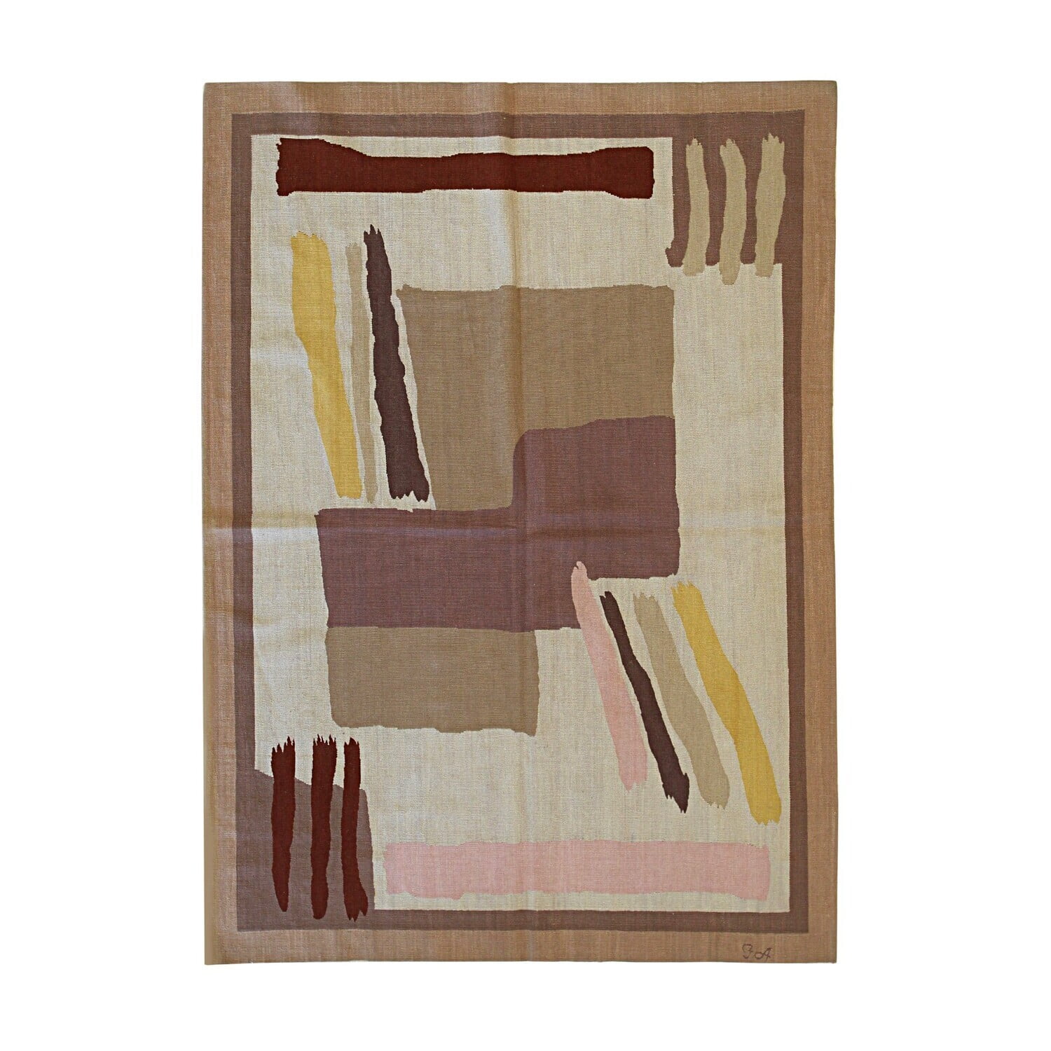 Handwoven Wool Rug 6x8 - Modern Flatweave Beige Ivory Plaid Area Rug ...