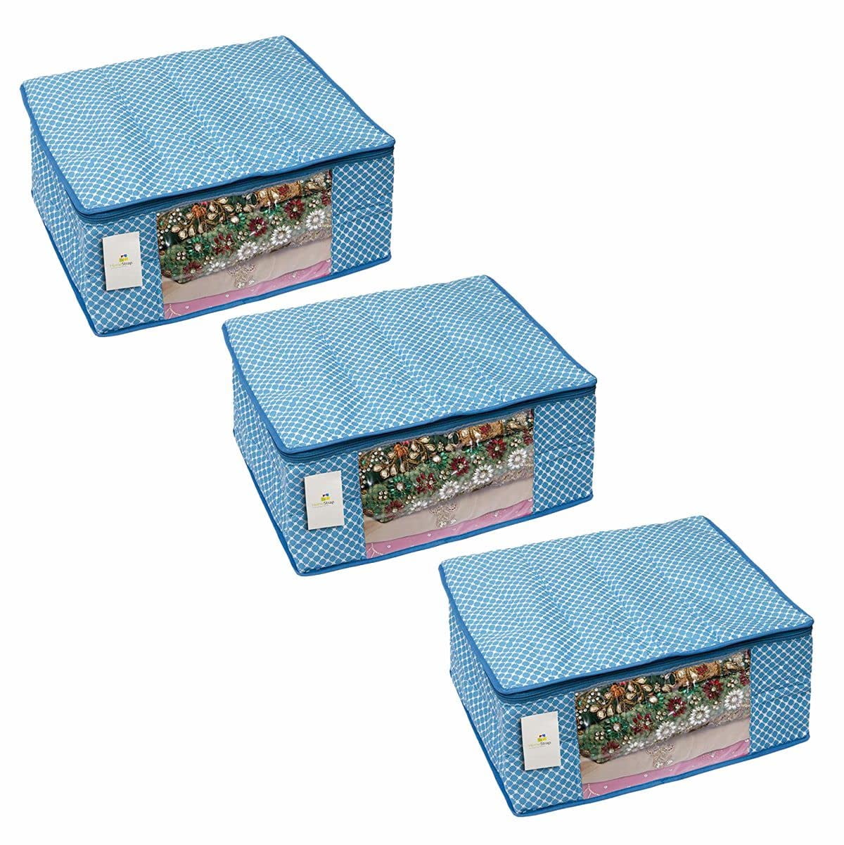 Homestrap Set Of 3 Cotton Quilted 3 Layered Foldable Saree Covers ...
