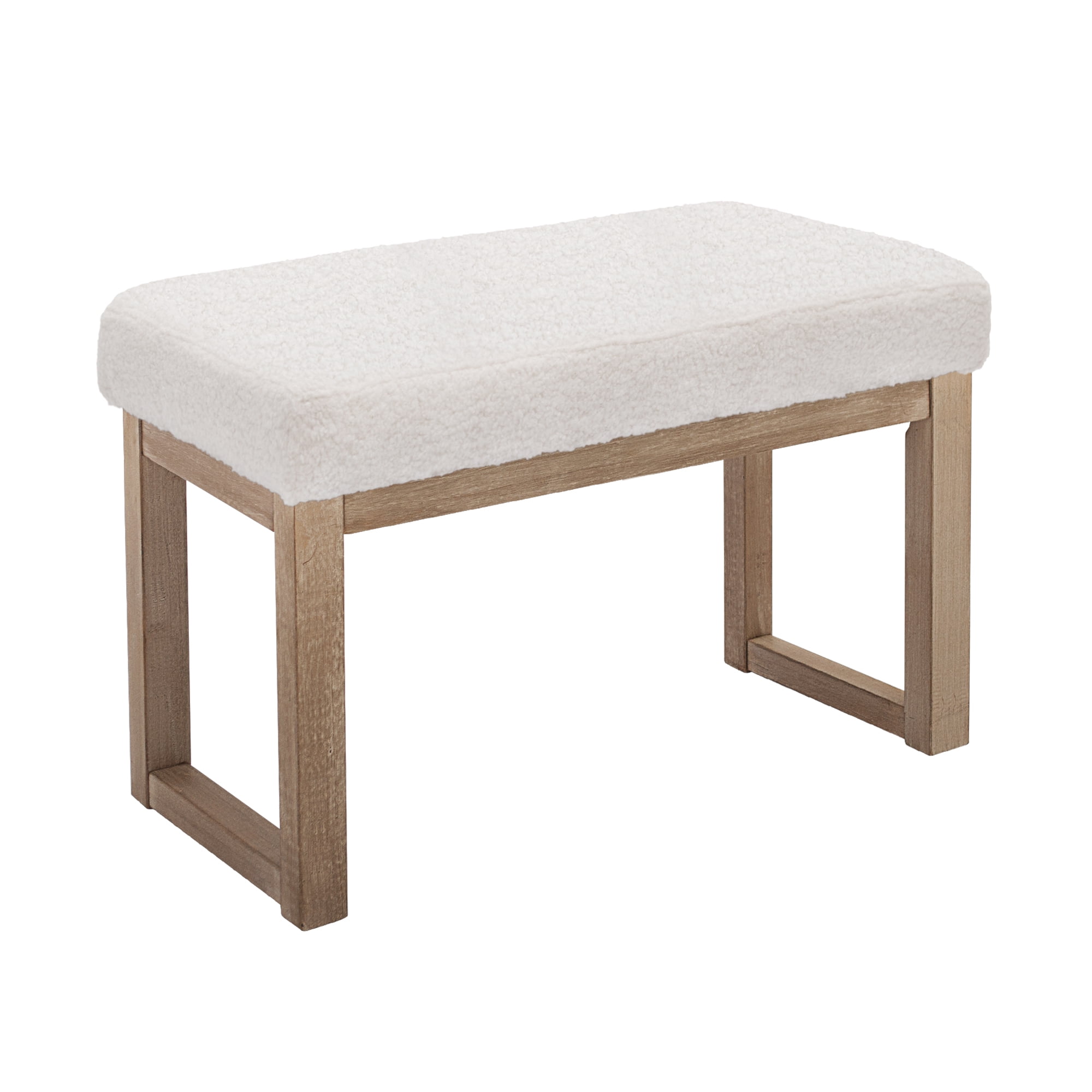 Homestripe 27 inch Wide Rectangle Ottoman Bench White Footstool, Velvet ...