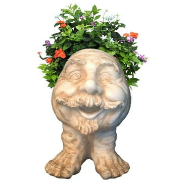 Homestyles Antique White Grumpy the Muggly Face Humorous Statue Planter ...
