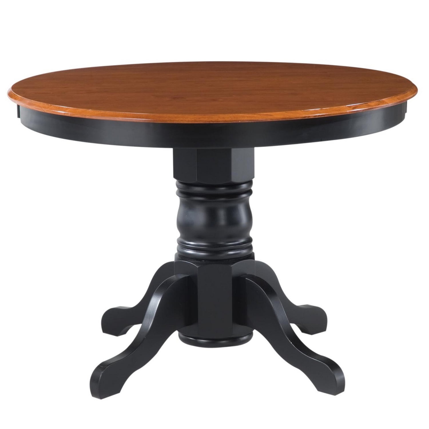 Homestyles Bishop Wood Pedestal Dining Table, Black and Oak Finish ...