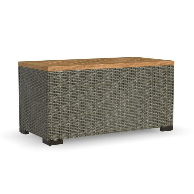 Homestyles Boca Raton Rattan Outdoor Storage Table in Brown - Walmart.com