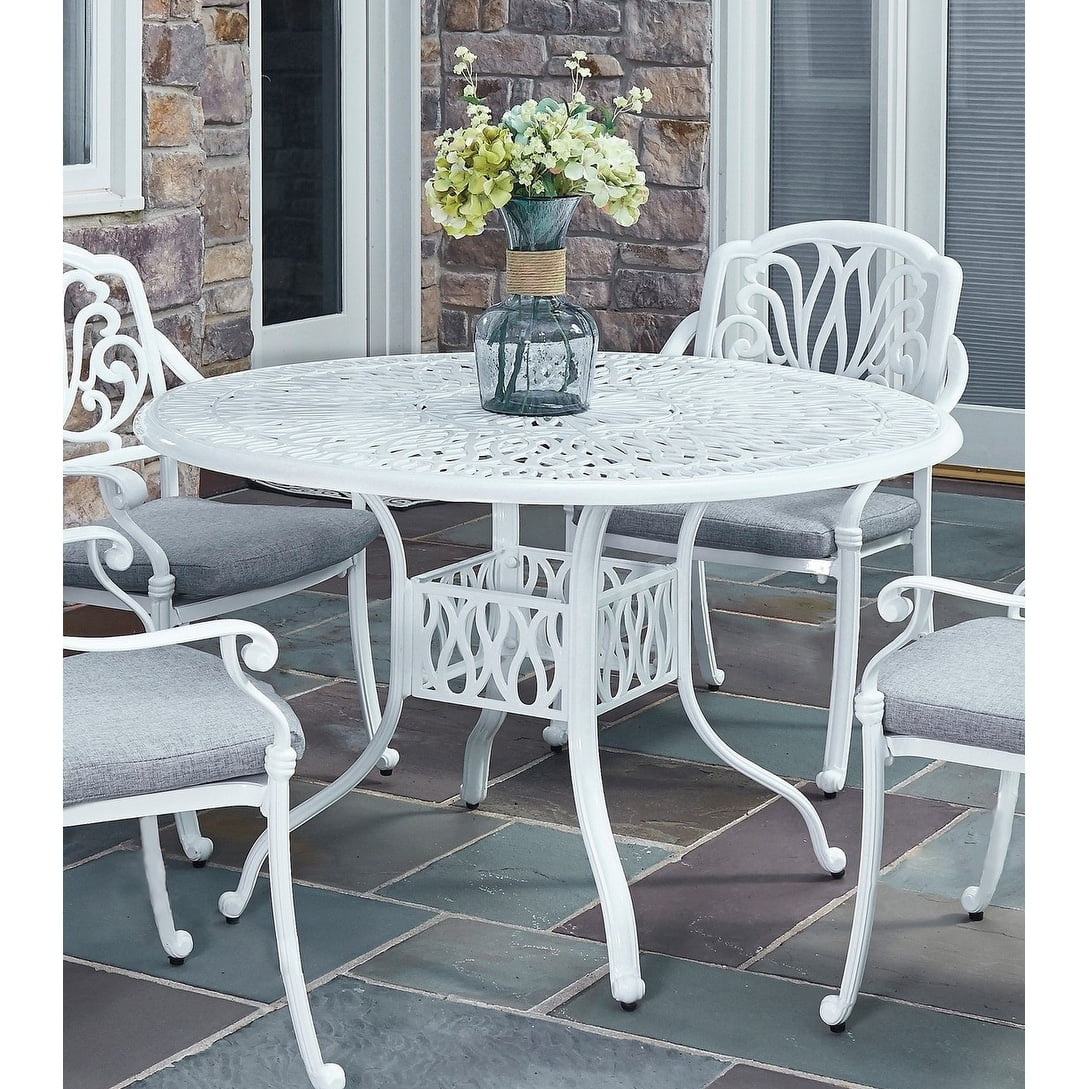 Homestyles Capri Patio Top Cast Aluminum Outdoor Dining Table in White ...