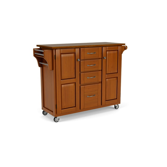 Homestyles Create-A-Cart Brown Wood Kitchen Cart-Counter top finish ...
