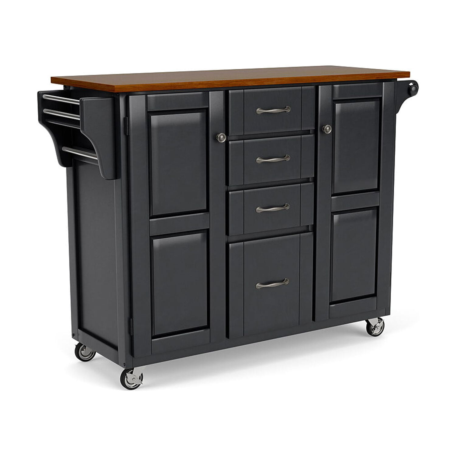 Homestyles Create-a-Cart Solid Rubber Wood Kitchen Cart in Black with ...