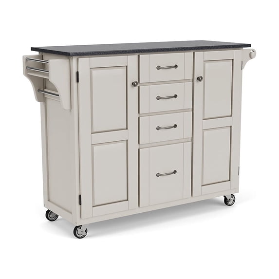 Homestyles Large Mobile Island Kitchen Cart with Wheels, Off White Wood ...