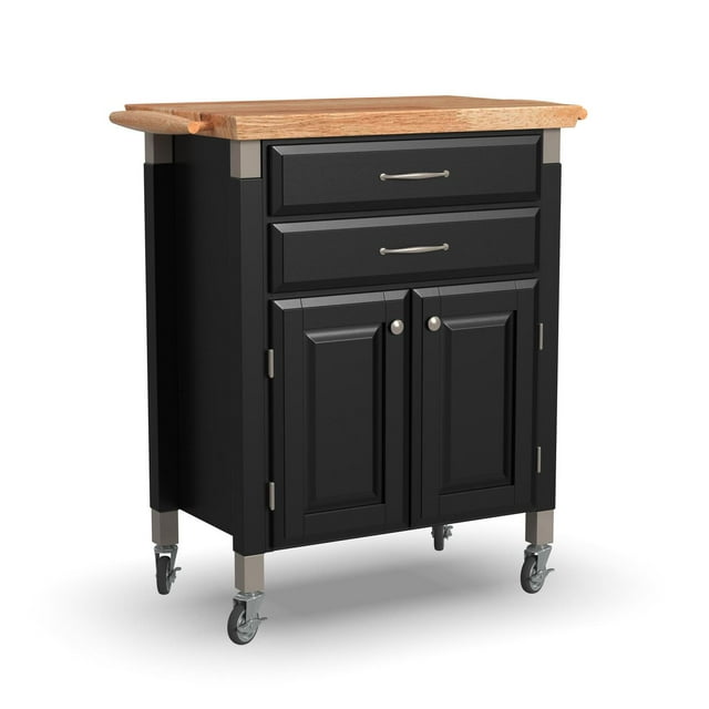 Homestyles Dolly Madison Black Kitchen Cart with Wheels and Storage ...