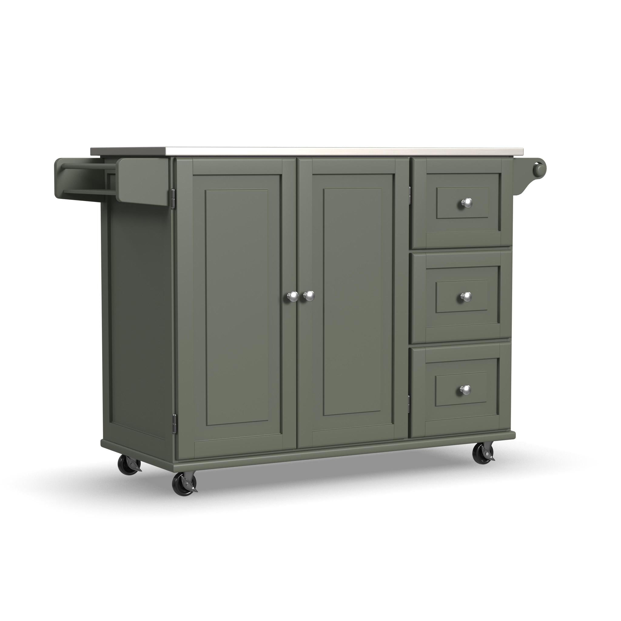 Homestyles Dolly Madison Engineered Wood Kitchen Cart in Sage Green ...