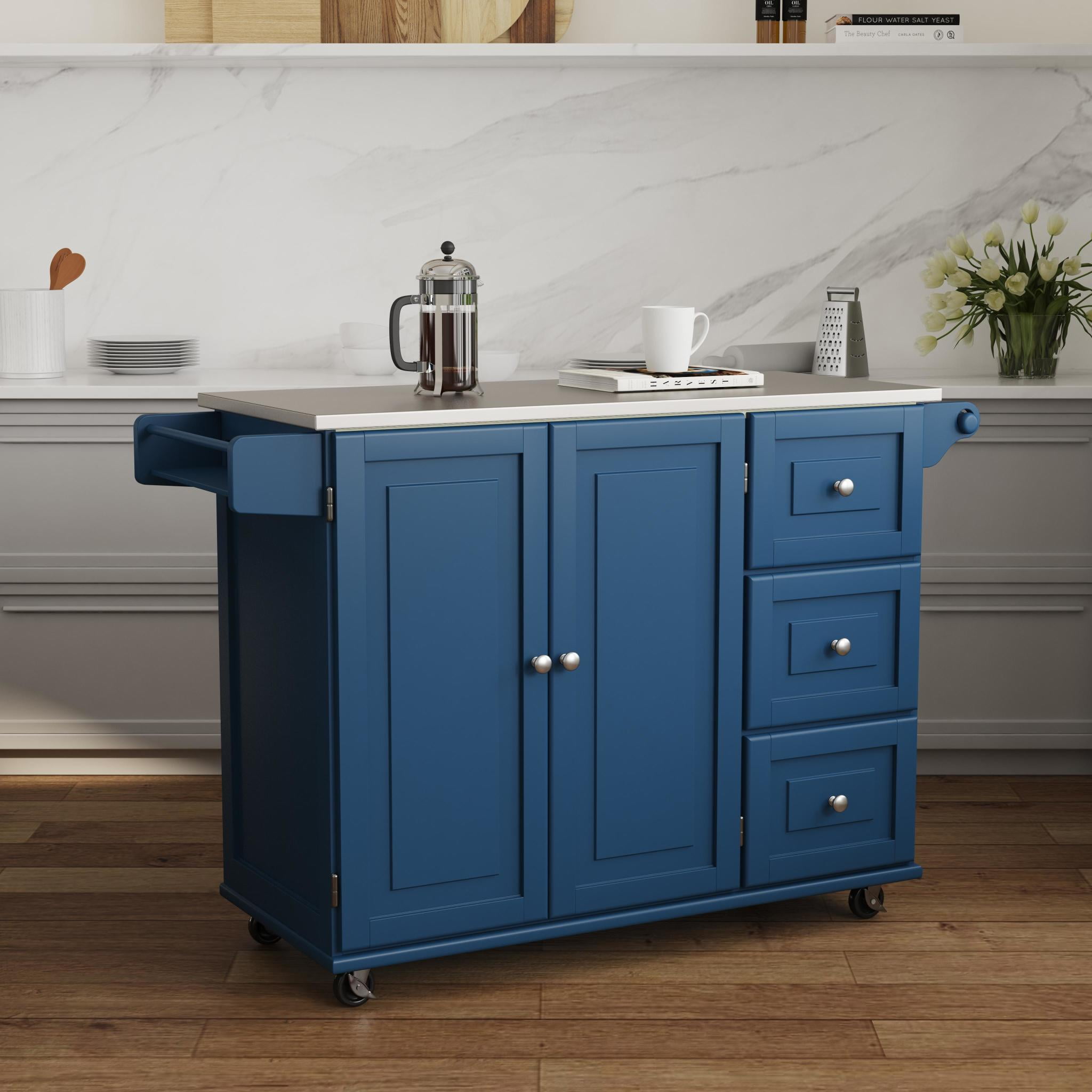 Homestyles Dolly Madison Kitchen Cart with Stainless Steel Top, Wood ...