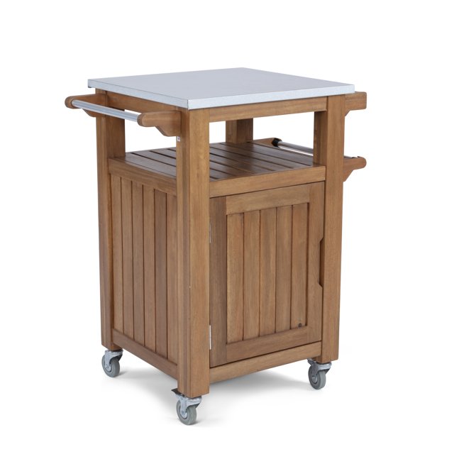 Homestyles Maho Solid Wood & Galvanized Steel Top Outdoor Kitchen Cart ...
