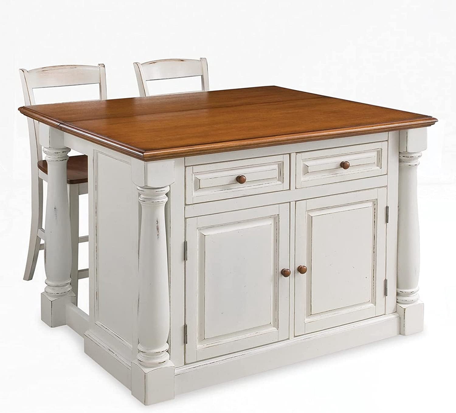 Homestyles Monarch Wood Kitchen Island Set in Off White - Walmart.com