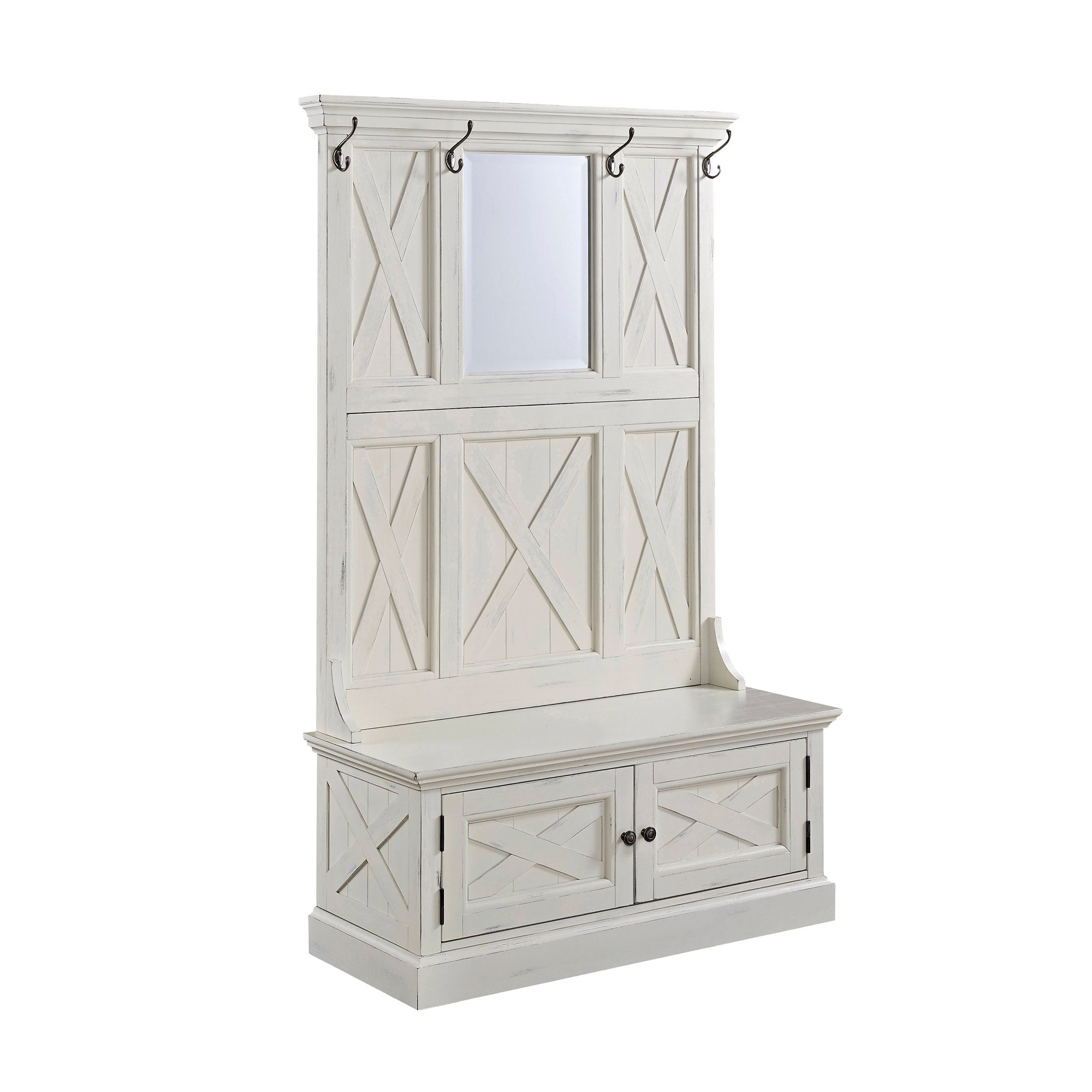 Homestyles Seaside Lodge Wood Hall Tree in Off White - Walmart.com