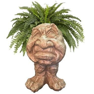 Homestyles Antique White Grumpy the Muggly Face Humorous Statue Planter ...