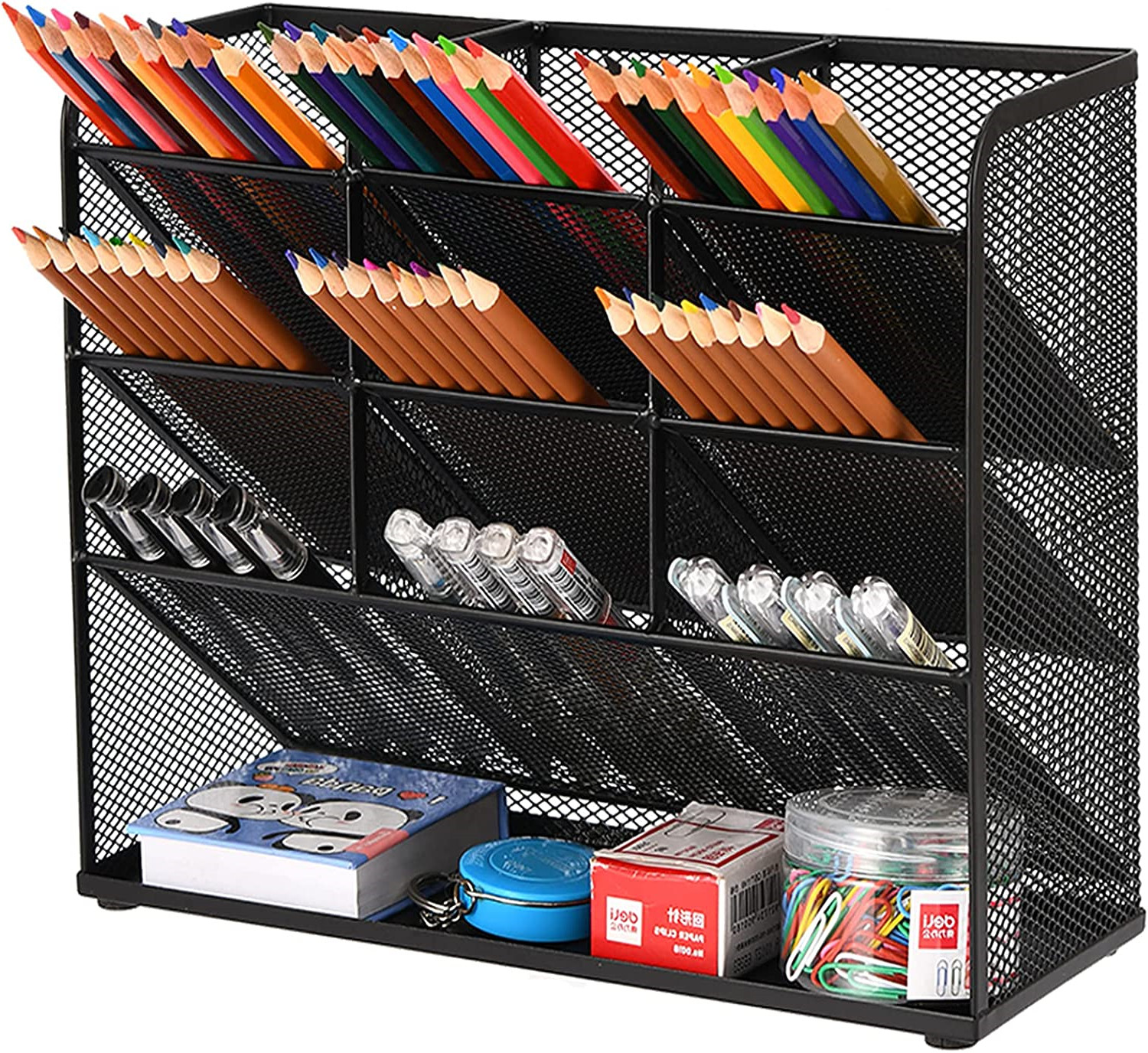 Wooden Desk Organizer, Multi-Functional DIY Pen Holder Box, Desktop ...