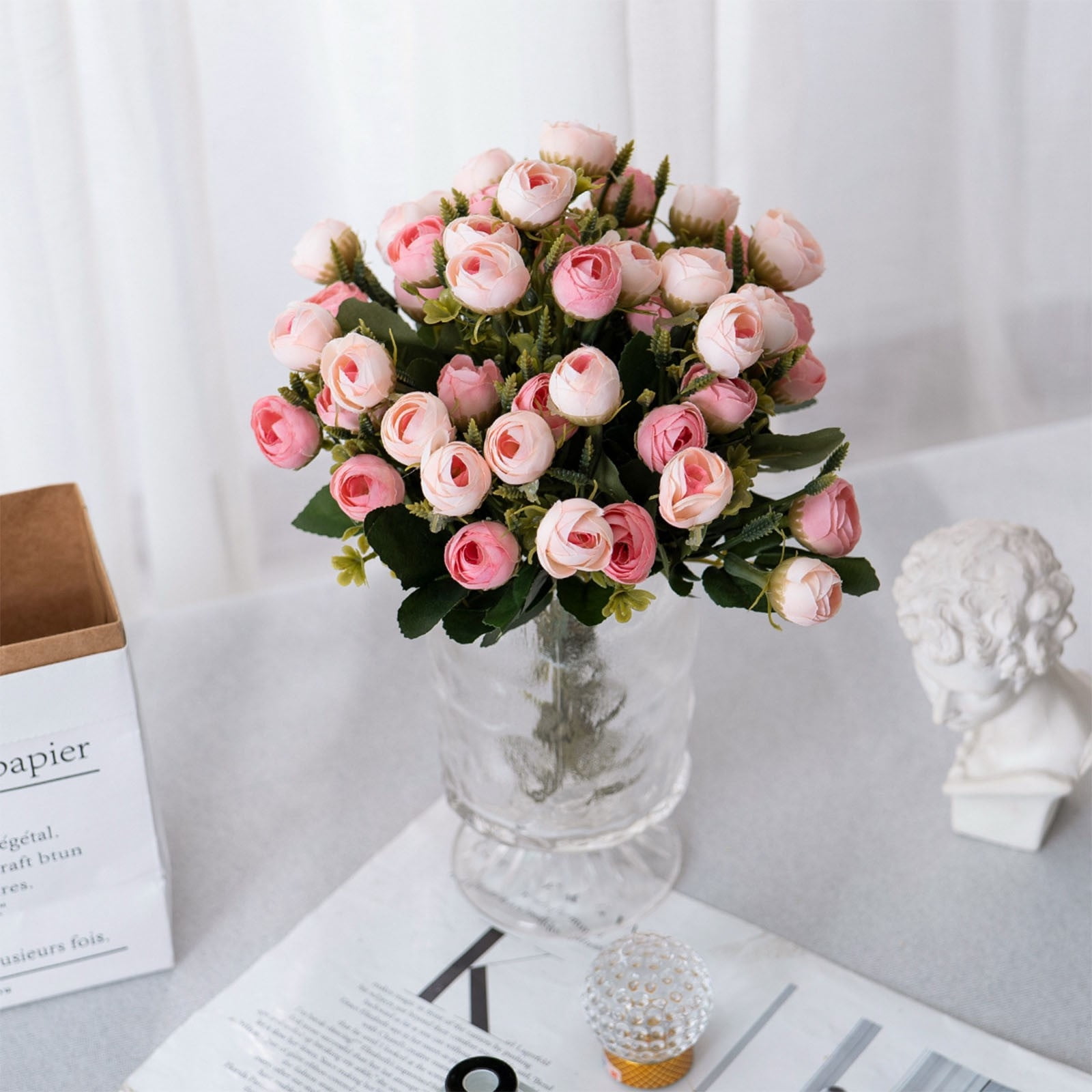 Hometravel 6 Branch Mini Rose Bouquet, Artificial Flower Stems, Small ...