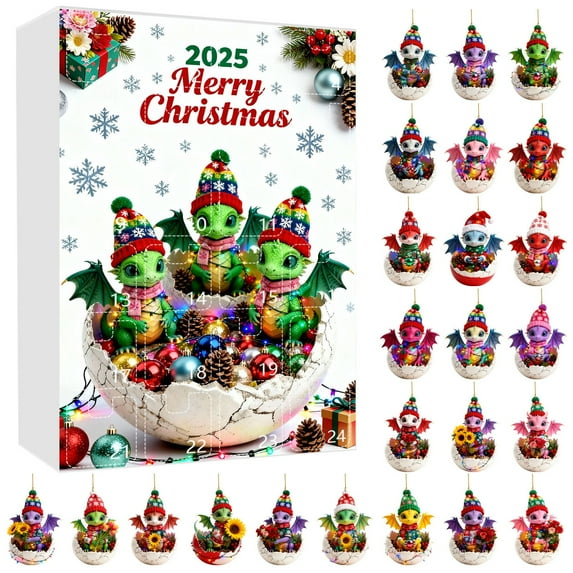 Hometravel Baby Dragon Christmas Ornaments, Advent Calendar Set for ...