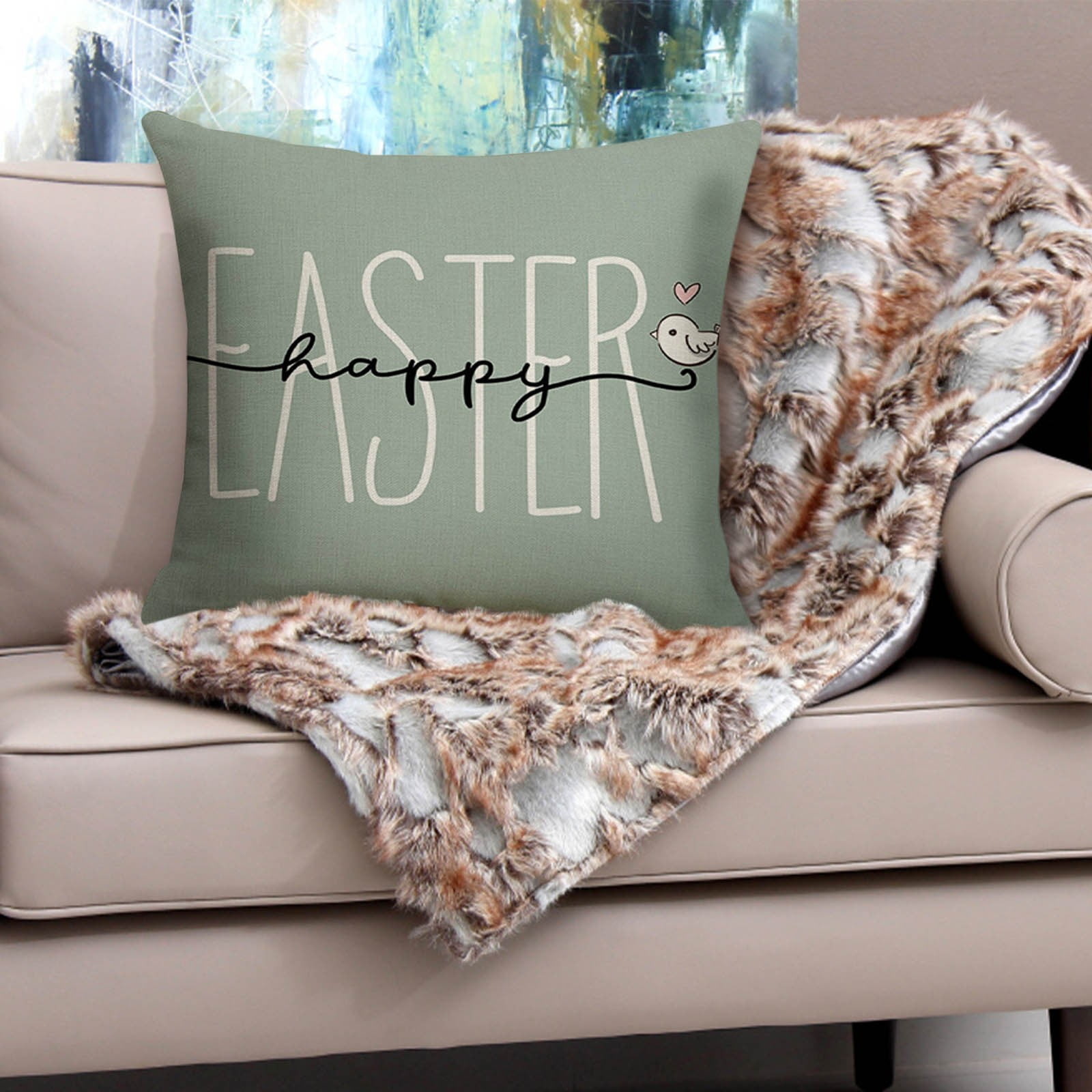 Hometravel Border Design Easter Pillow Set, Printed Cartoon Rabbit ...