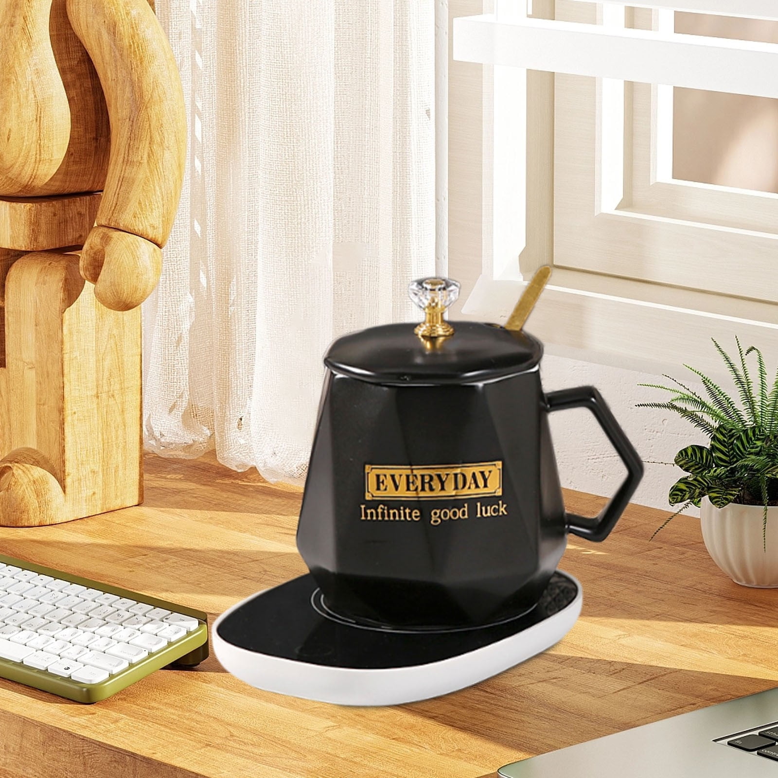 Hometravel Ceramic Temperature Control Mug, 55 Degree Constant Heated ...