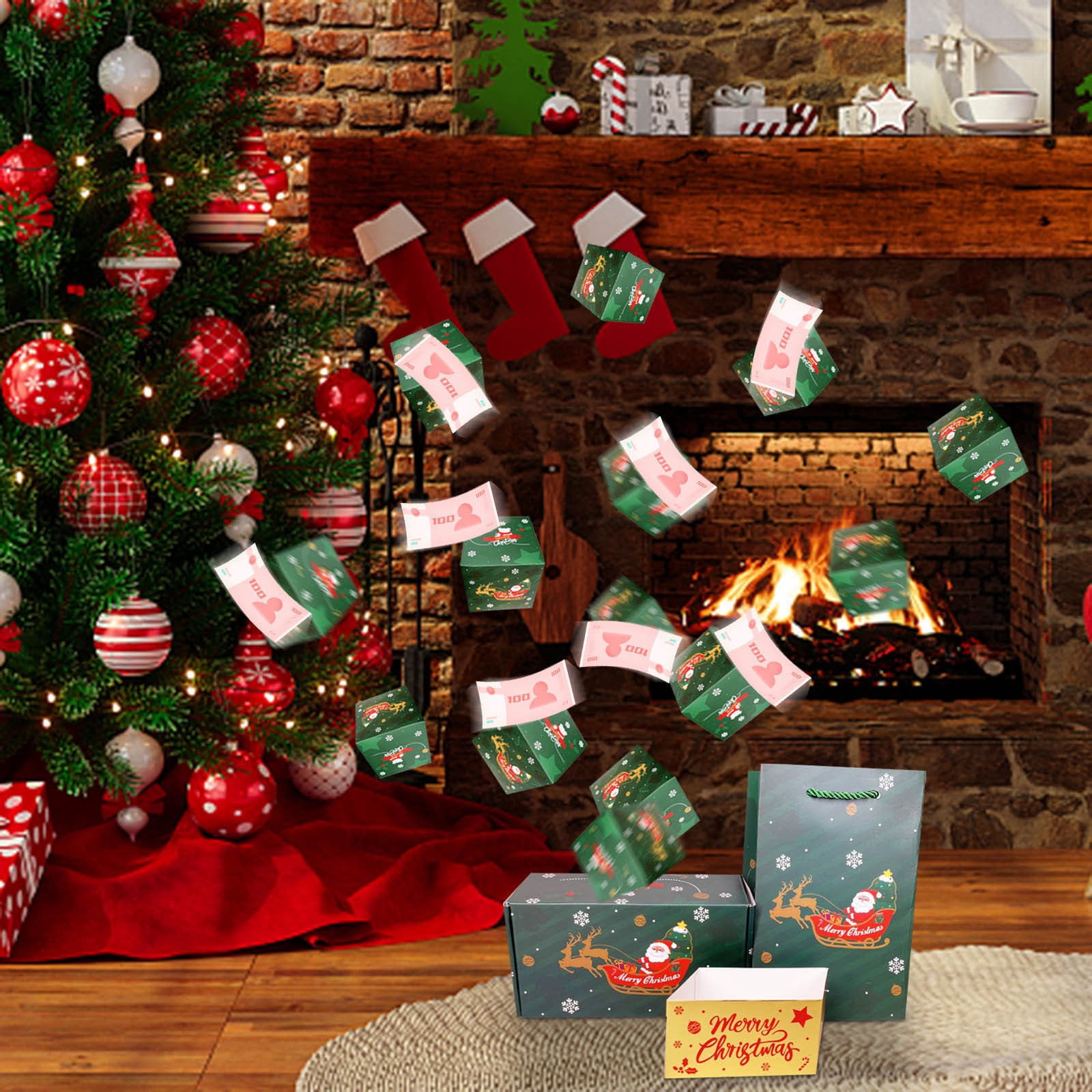 Hometravel Christmas Surprise Gift Box, Pop-up Jumping Box Set with Glitter, Festive Present ...