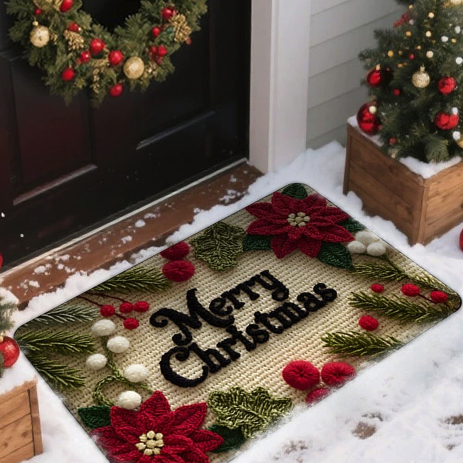Hometravel Christmas Themed Floor Mat, Holiday Patterned Rug Design ...
