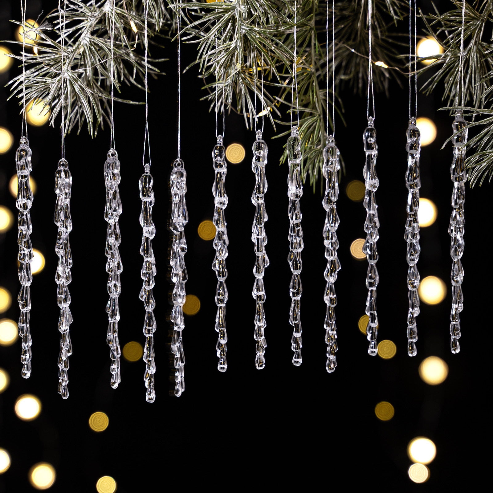 Darzheoy Acrylic Crushed Ice Icicles Pendants, 12 Piece Transparent ...