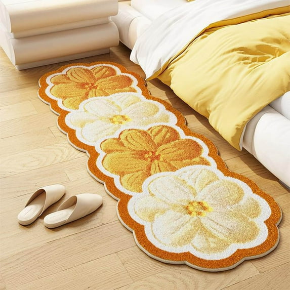 Hometravel Crystal Fleece Flower Bedroom Rug, Bedside and Living Room ...