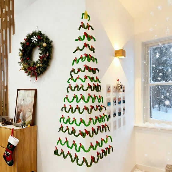 Hometravel DIY Corner Christmas Tree Kit, Themed Wall Mount Design with ...