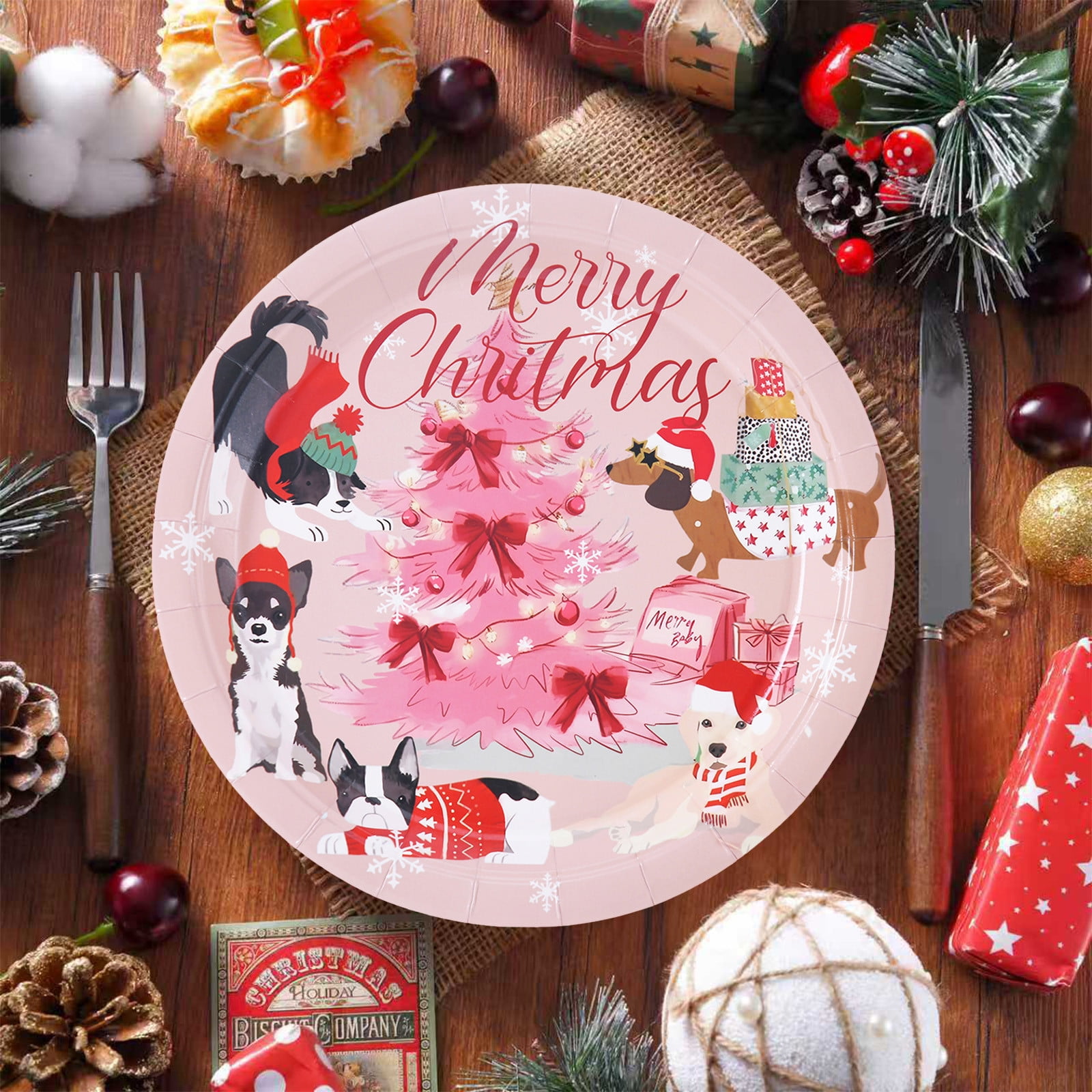 Hometravel Disposable Christmas Plates, Holiday Themed Party Dinnerware ...