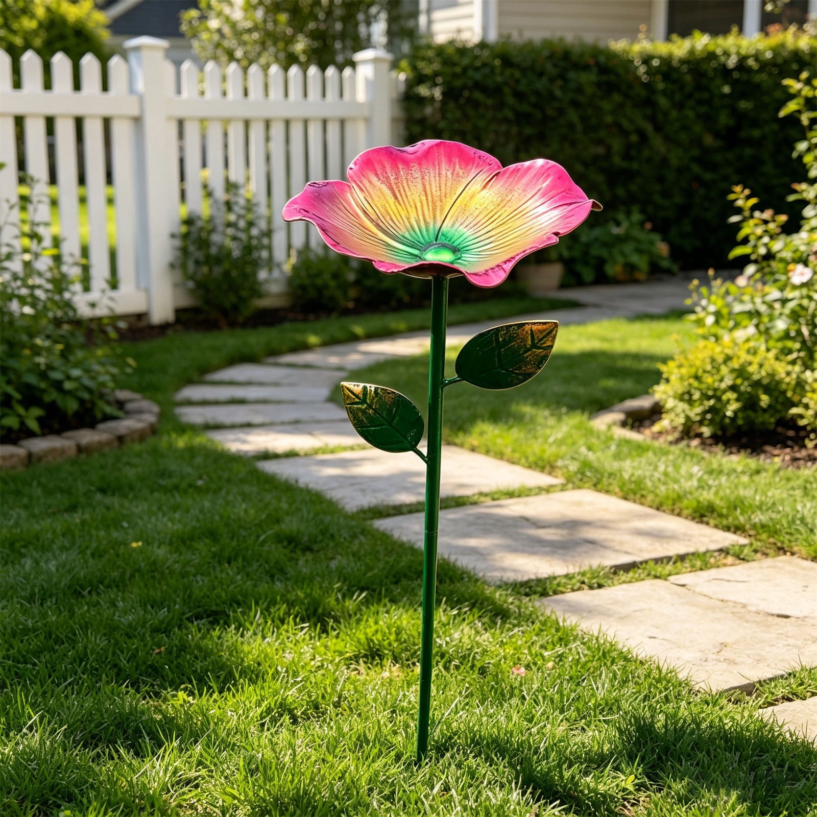 Hometravel Drinker Feeder Flower Shape Water Feeder, Metal Garden Stake ...